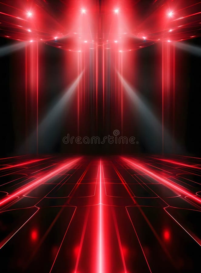 Red Neon Lightscape: Futuristic Abstract Background Stock Illustration ...