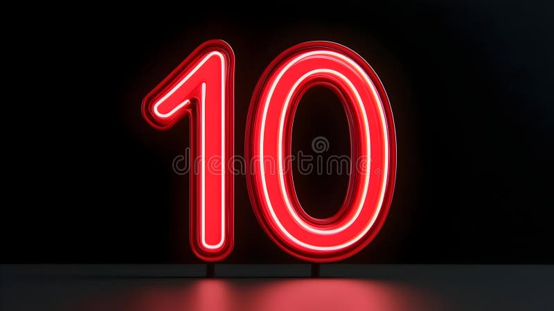 Red Neon Number 10 Illustration Stock Illustration - Illustration of ...