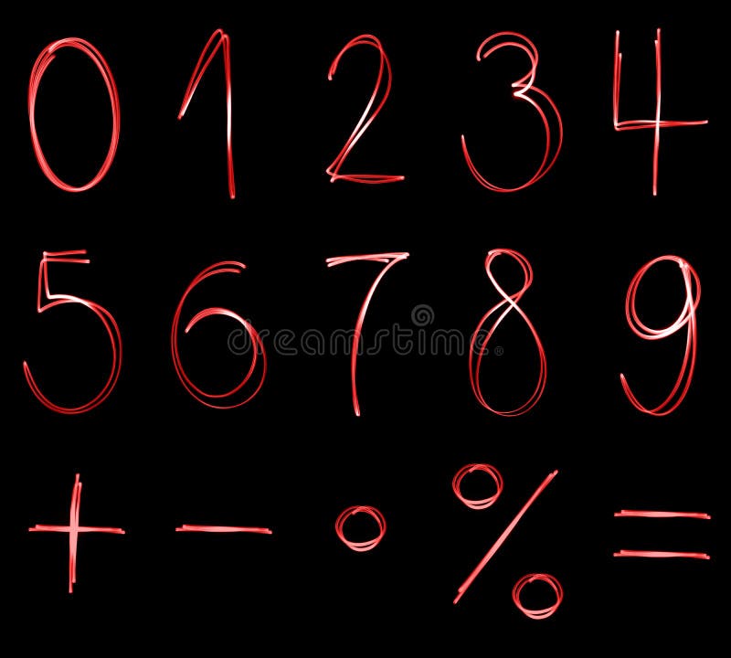 Red neon numbers stock image. Image of black, figures - 61499479
