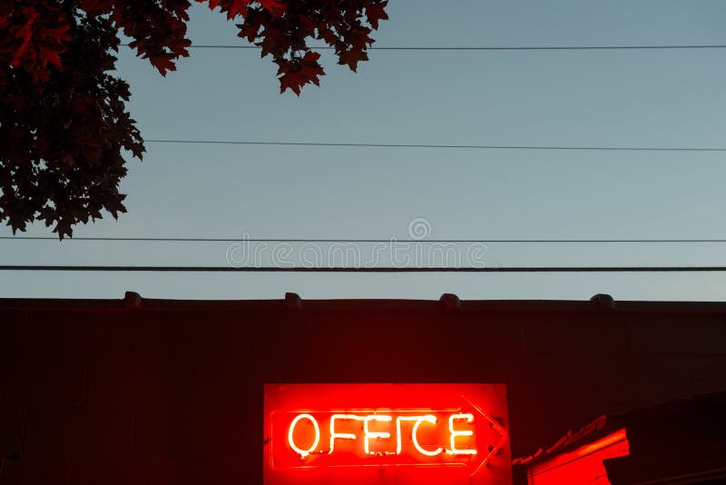 Neon Office Sign stock photo. Image of tubes, glowing - 24514554