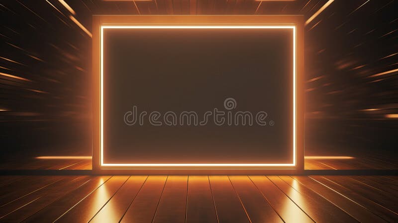 Red Neon Outline Glowing Screen Rectangular, AI-generated. Stock ...