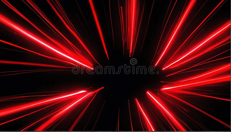 Red Neon Rays Zoom Motion Effect on Plain Black Ai Generated Stock ...