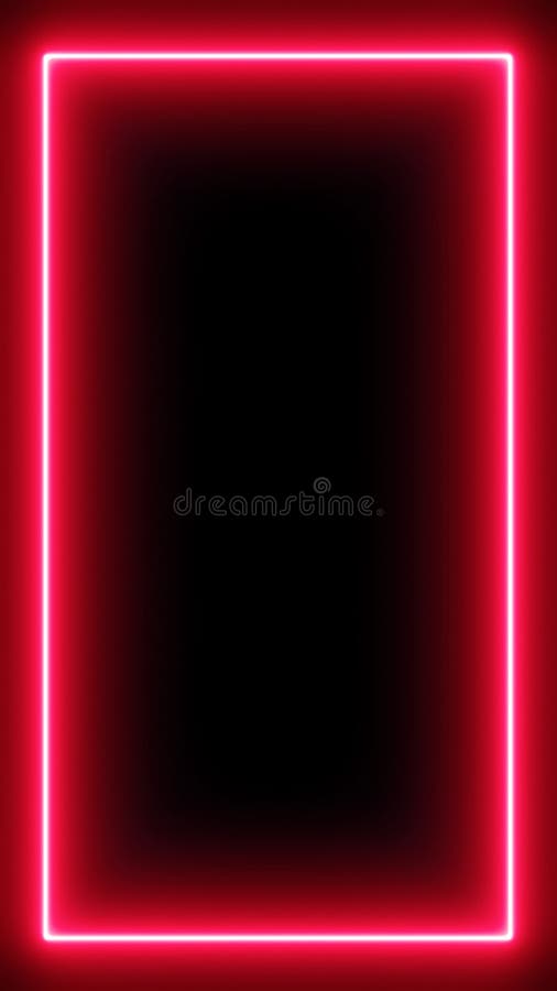 Red Neon Rectangle Frame on a Black Background Stock Illustration ...