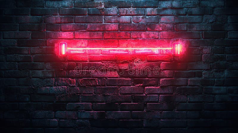 Red Neon Sign on a Dark Brick Wall Stock Illustration - Illustration of ...