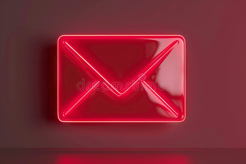 A Red Neon Sign with an Email Symbol Stock Photo - Image of symbol ...
