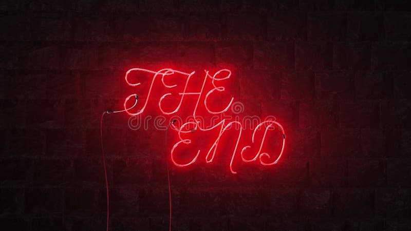 Red Neon Sign the End on a Dark Brick Wall Background Stock Video ...
