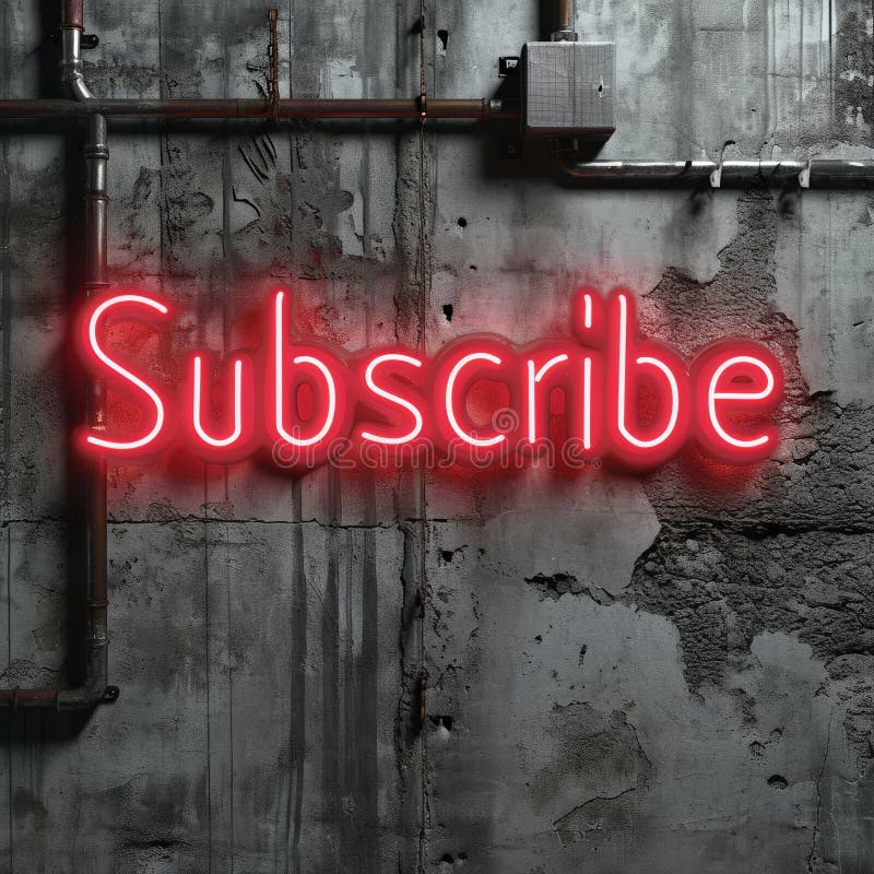Red Neon Sign with Subscribe on Concrete Wall - AI Generated Stock ...