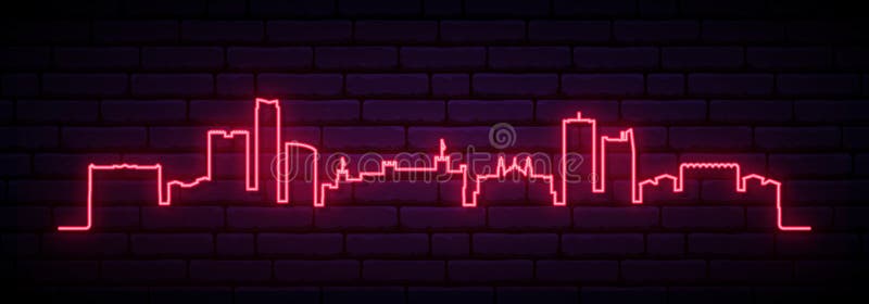 Red Neon Skyline of Monaco. Stock Vector - Illustration of architecture ...