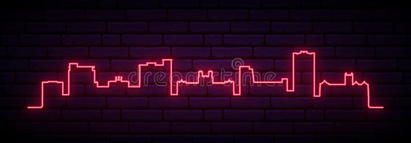 Red Neon Skyline of Norman. Stock Vector - Illustration of oklahoma ...