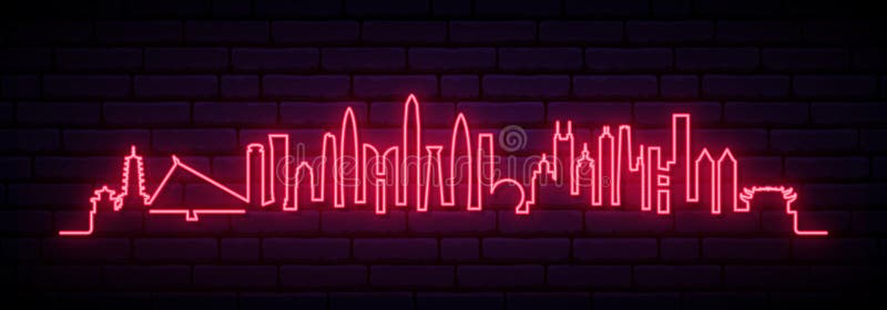 Red Neon Skyline of Shenzhen. Stock Vector - Illustration of shenzhen ...
