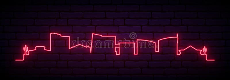 Red neon skyline of Tempe. stock vector. Illustration of tempe - 292446971