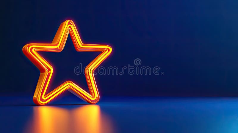 Red Neon Starlight Shines on Dark Blue Background Stock Illustration ...