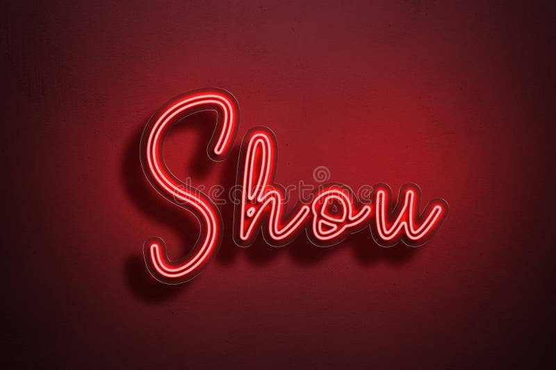 Red Neon Style Text Effect of Name Shou on Red Background Stock Photo ...
