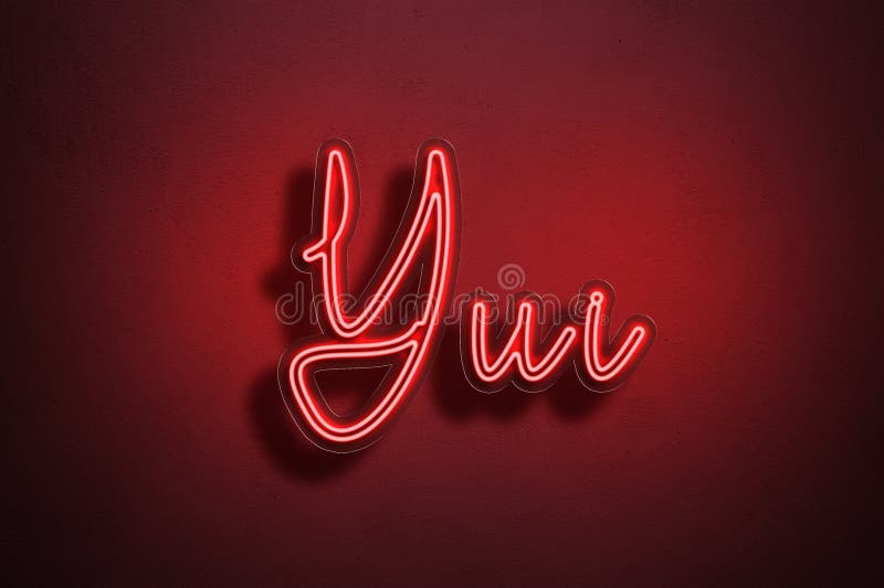 Red Neon Style Text Effect of Name Yui on Red Background Stock Image ...