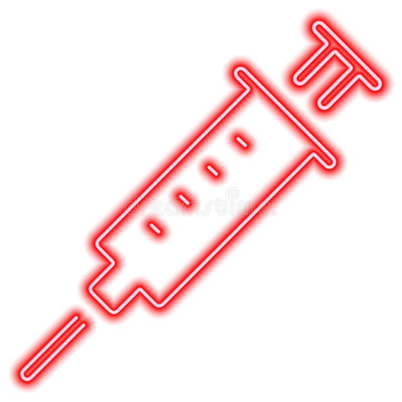 Red Neon Stylized Syringe Contour on a White Background Stock Vector ...