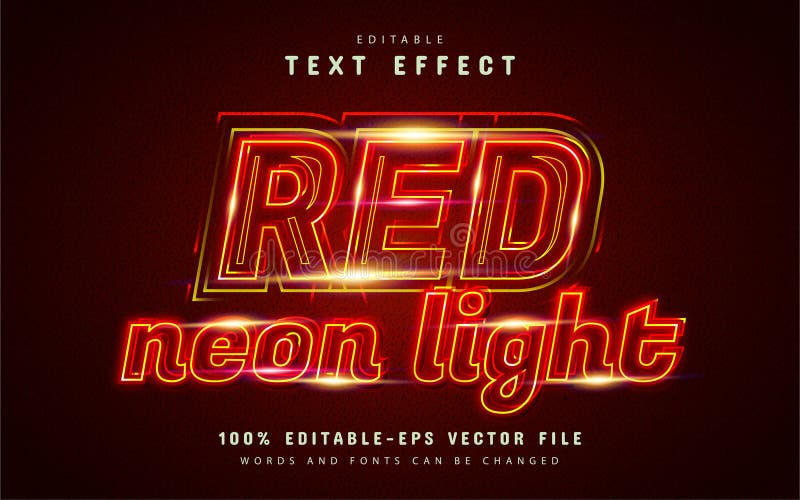 Red neon text effect stock vector. Illustration of glowing - 255846911