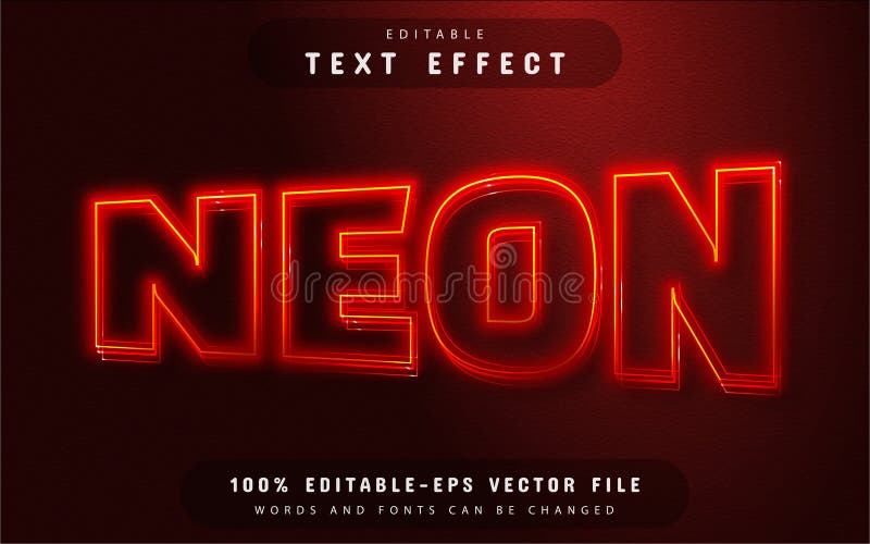 Red Neon Text Effect Editable Stock Vector - Illustration of glow ...
