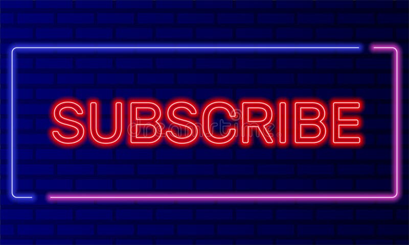 Red Neon Text Subscribe in a Neon Frame on a Brick Gradient Wall ...