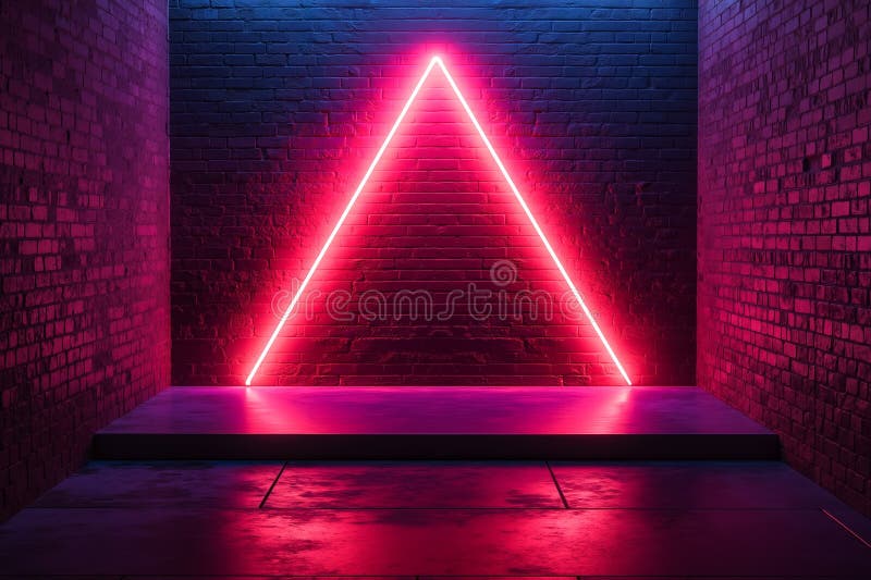 Neon Triangle Lights Illuminate Dark Room Floor Stock Photos - Free ...