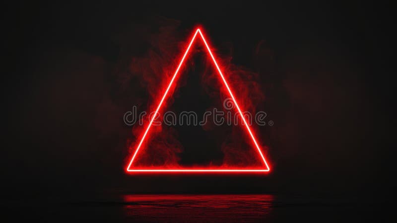 A Red Neon Triangle with Smoke Effect. Stock Image - Image of scene ...