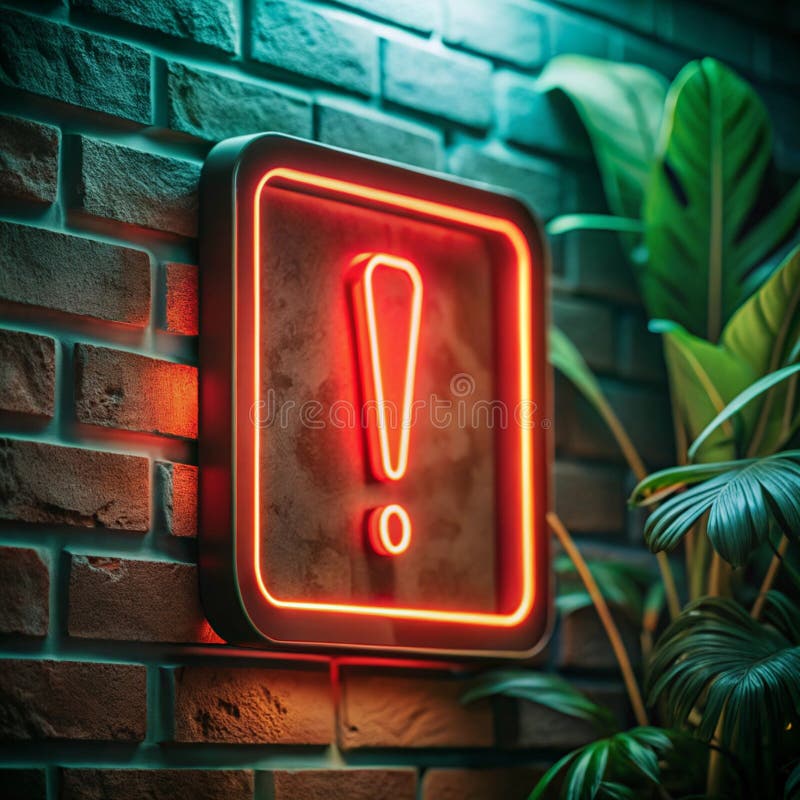 Red Neon Warning Sign Generative Ai Stock Illustration - Illustration ...
