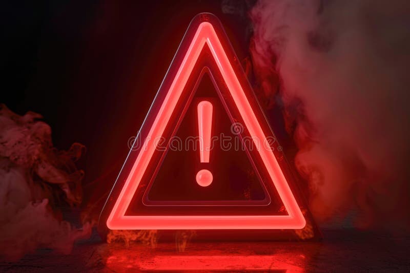 A Red Neon Warning Sign Placed on a Table. Suitable for Safety and ...