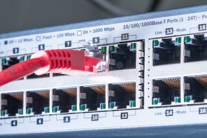 Red Network Cable Connected To Witch Stock Image - Image of network ...