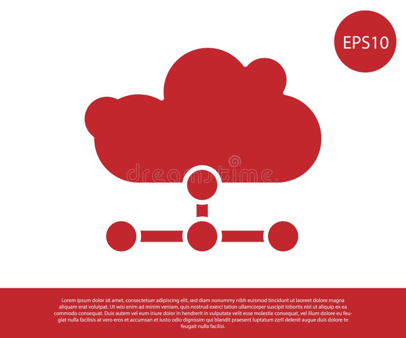 Red Network Cloud Connection Icon Isolated on White Background. Social ...