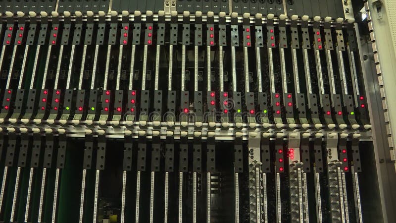 Red Network Connection Indicators. Server Room with Rack Servers Stock ...