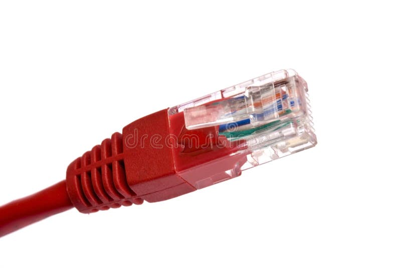 Red network plug stock image. Image of cable, closeup - 11811311