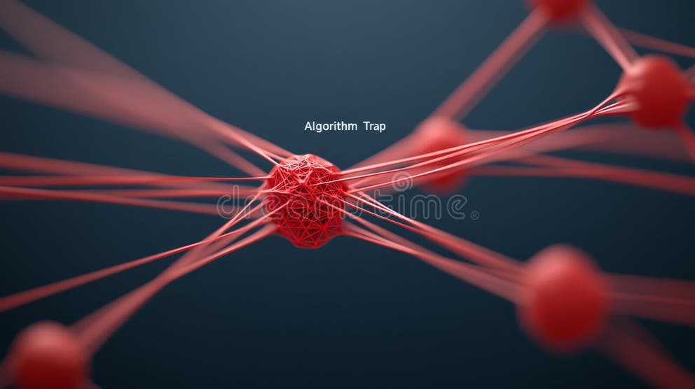 Red Network Representation Illustrating Algorithm Trap Concept in ...