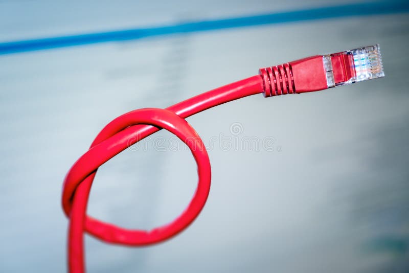 Red Networking Cable with a Knot Stock Image - Image of cord, business ...