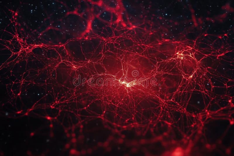 Red Neural Network Visualization Showcases Intricate Connections in ...