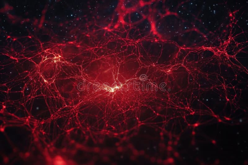 Red Neural Network Visualization Showcases Intricate Connections in ...