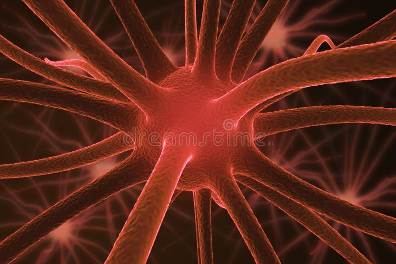 Red neurone closeup stock illustration. Illustration of nerve - 83159625