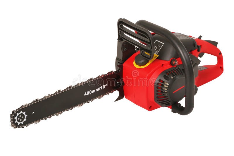 Red new chainsaw stock image. Image of isolated, blade - 9699025