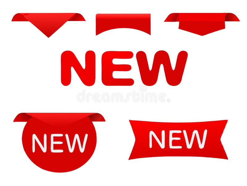 Red New Labels Banners Tags Website Design Elements Stock Illustration ...