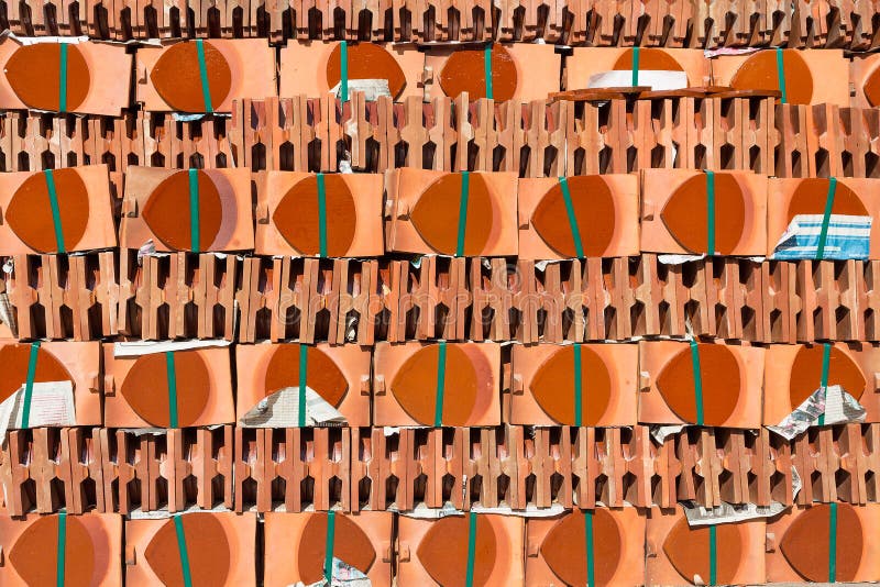 RED NEW ROOF TILES stock photo. Image of material, roof - 31188574