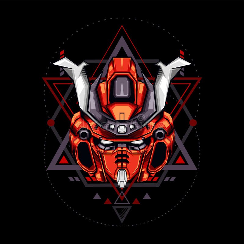 Red New Samurai Robot stock vector. Illustration of robot - 171622586