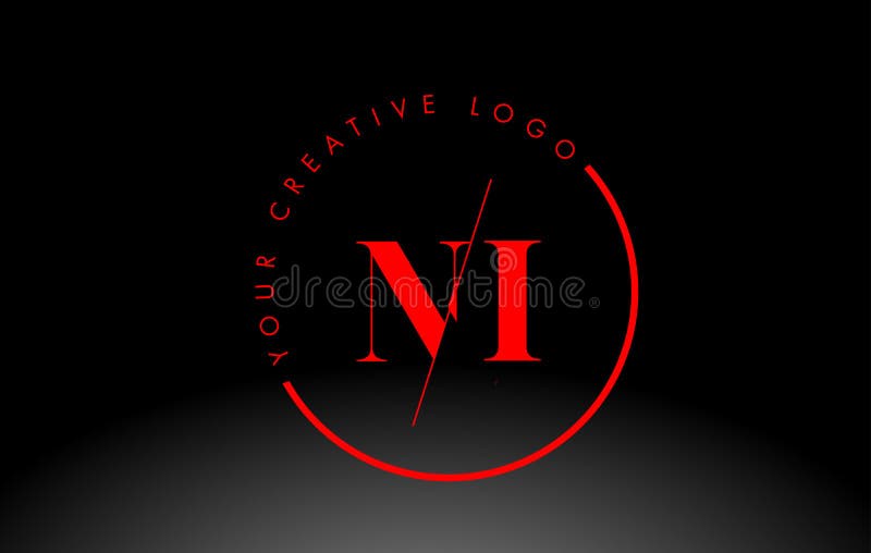 Red NI Serif Letter Logo Design with Creative Intersected Cut Stock ...