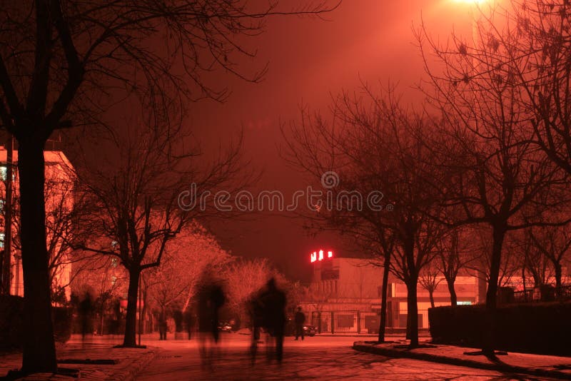 Red night stock image. Image of community, darkness, dreams - 4458149