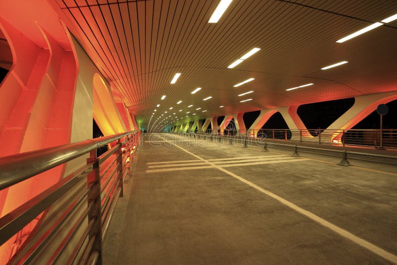 Red night of the bridge stock image. Image of iron, evening - 29043589