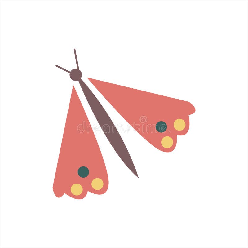 Red Night Moth Top View Isolated on a White Background Stock Vector ...