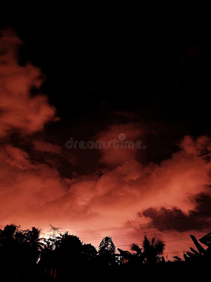 Red Night Sky stock image. Image of thunderstorm, storm - 241303135