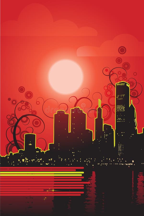 Red night vector stock vector. Illustration of reflection - 4824752