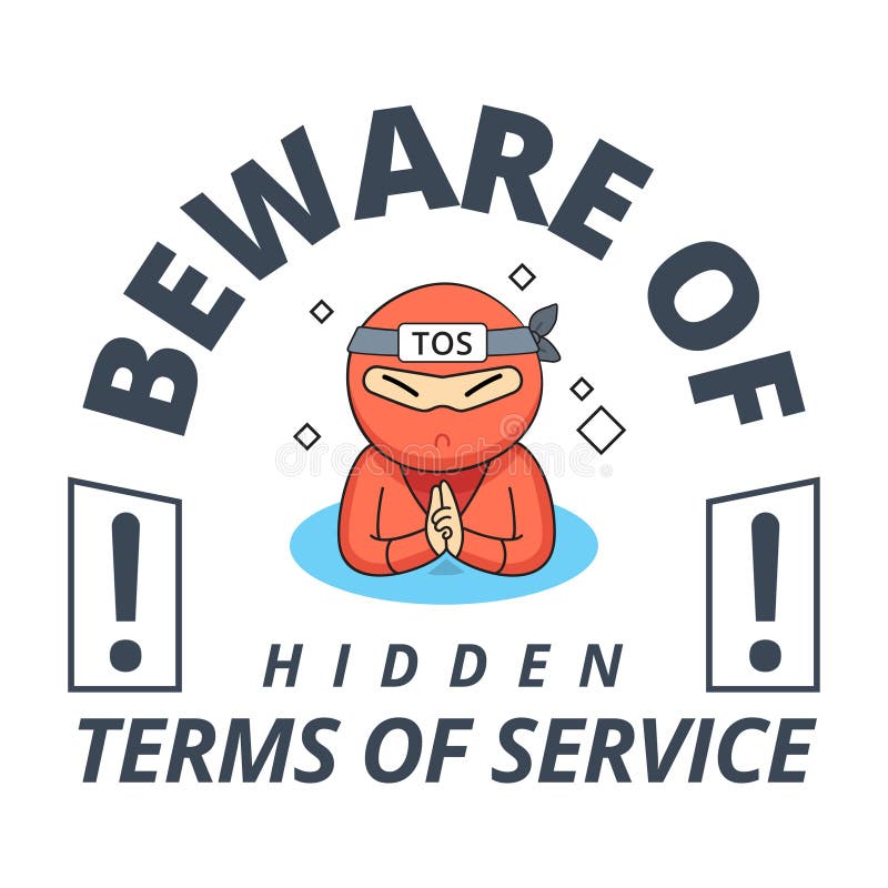 A Red Ninja with Text Beware of Hidden Terms of Service. Vector ...