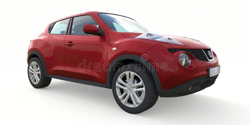 Red Nissan Juke is Subcompact Crossover SUV. 3d Rendering. Editorial ...