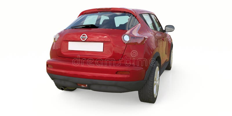 Red Nissan Juke is Subcompact Crossover SUV. 3d Rendering. Editorial ...