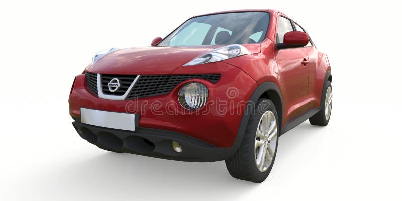 Red Nissan Juke is Subcompact Crossover SUV. 3d Rendering. Editorial ...
