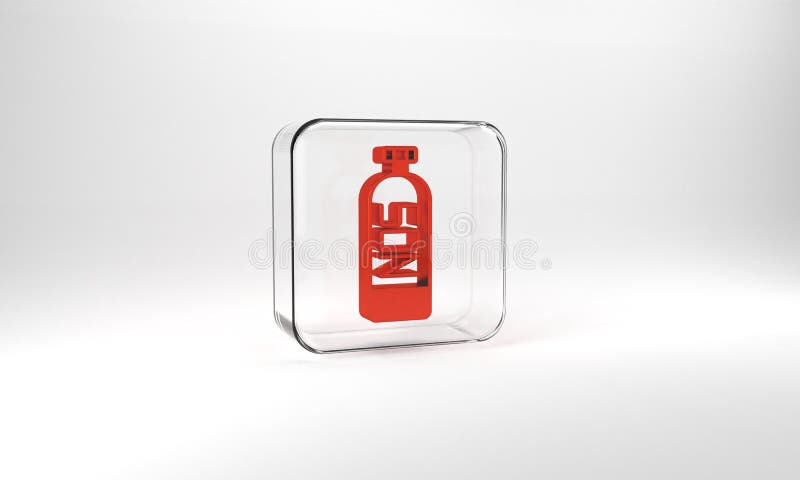 Red Nitrous Oxide Icon Isolated on Grey Background. Glass Square Button ...